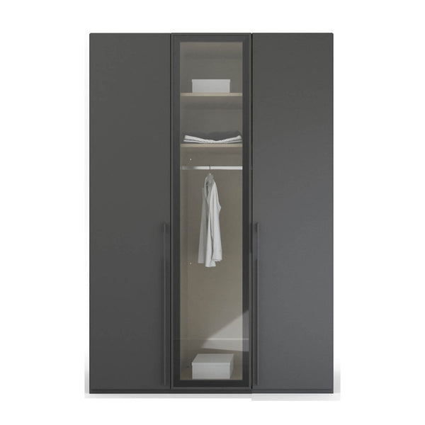 Get Kacey 151cm 3 Door Wardrobe With Middle Glass Door - Pendle Village ... Get Kacey 151cm 3 Door Wardrobe With Middle Glass Door - Pendle Village ...