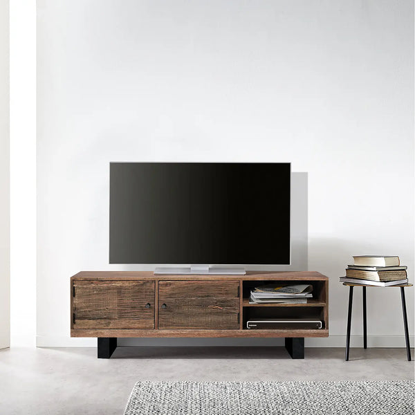 Get Noir Railway Sleeper Wood TV Unit - Pendle Village Furniture