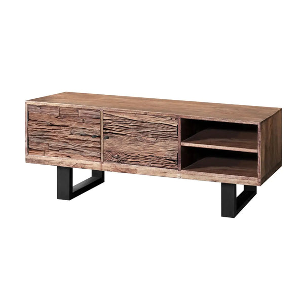 Get Noir Railway Sleeper Wood TV Unit - Pendle Village Furniture