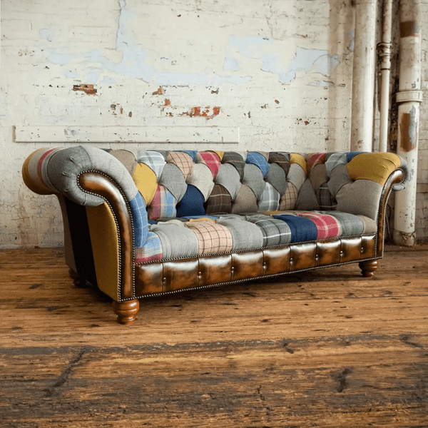 Cotswold Tan Patchwork Sofa - Unique Elegance – Pendle Village Furniture